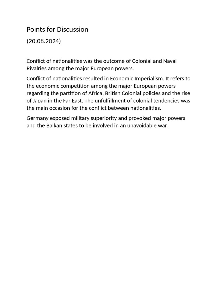 Colonial Rivalries and National Conflicts | PDF