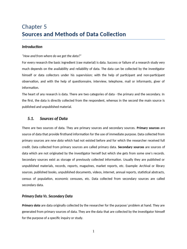 CH 5 Data Sources Final 2 | PDF | Focus Group | Questionnaire