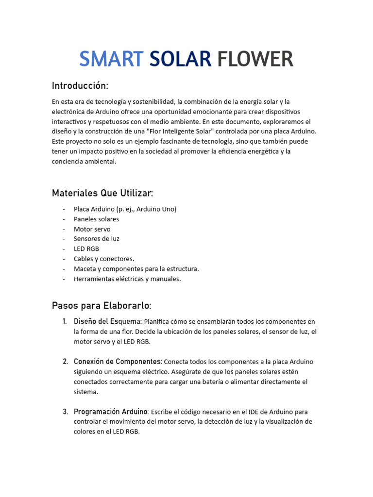 Smart Solar Flower | PDF | Arduino | Diodo emisor de luz