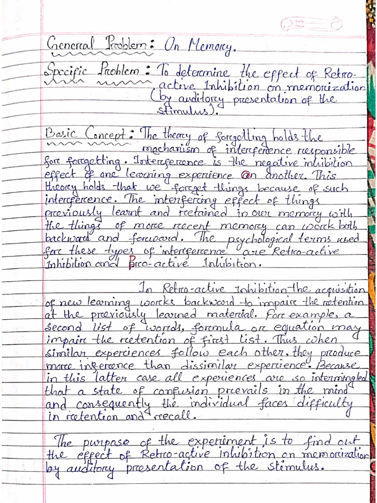 5th Sem Practical Retroactive Inhibition | PDF