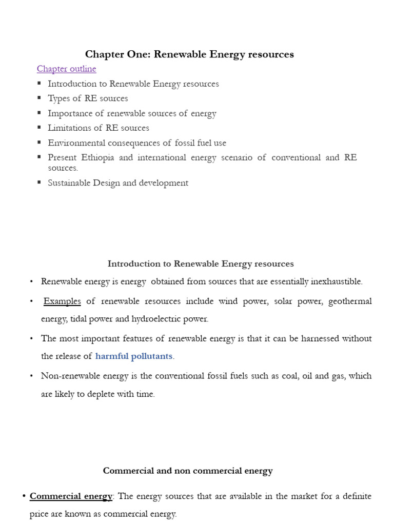 Chapter-1 Renewable Energy Resources-1 | PDF | Climate Change ...