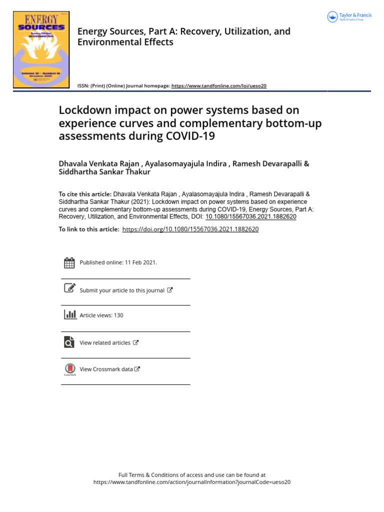 Lockdown Impact On Power Systems Based On Experience Curves and ...