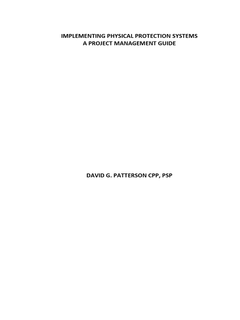Patterson - Implementing Physical Protection Systems PM Guide | PDF ...