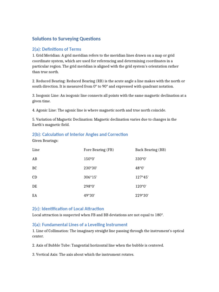 Surveying Solutions | PDF