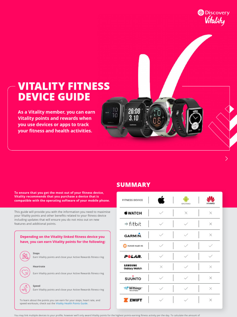 Vitality Fitness Device Points Guide | PDF | Mobile App | Tablet Computer