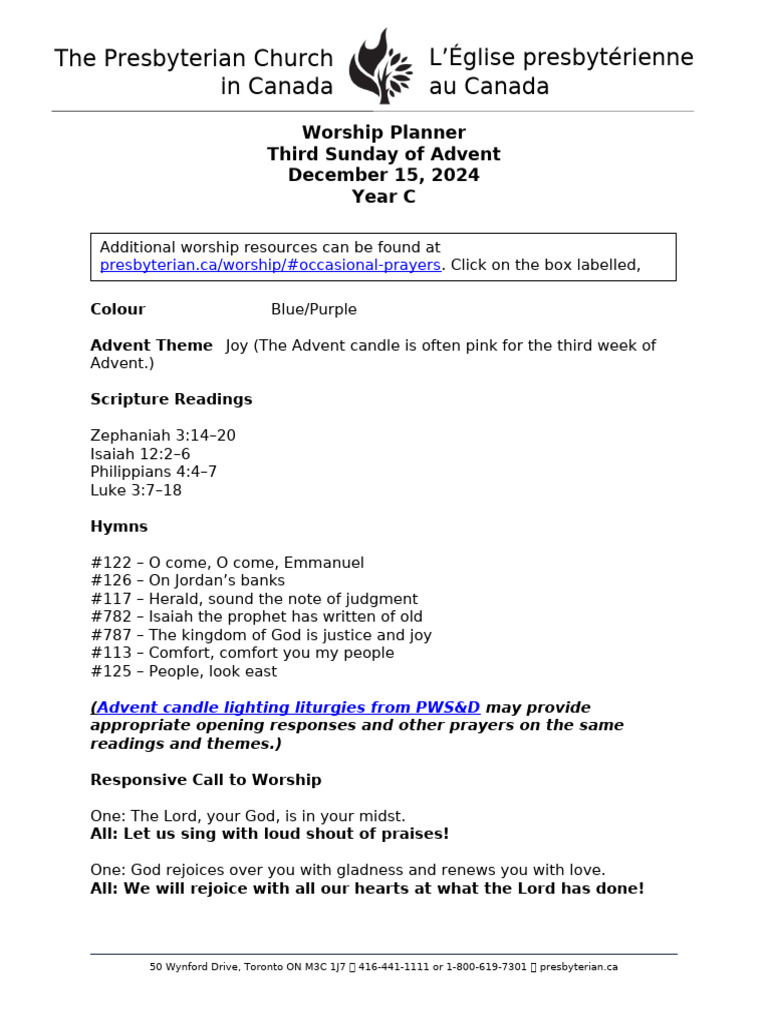 Advent Worship Planner: Joy Theme | PDF | Advent | Prayer