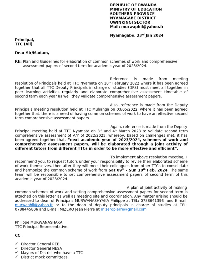 TTCs Comprehensive Assessment Plan Second Term 2024 | PDF | Science