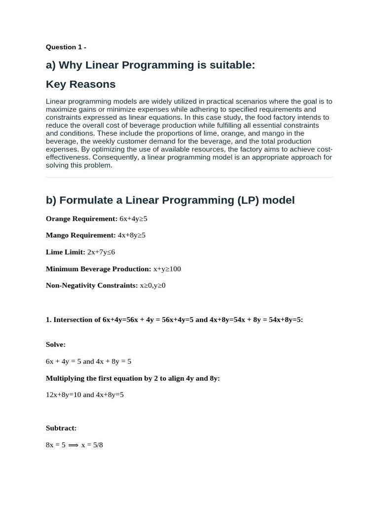 Linear Programming for Cost Reduction | PDF
