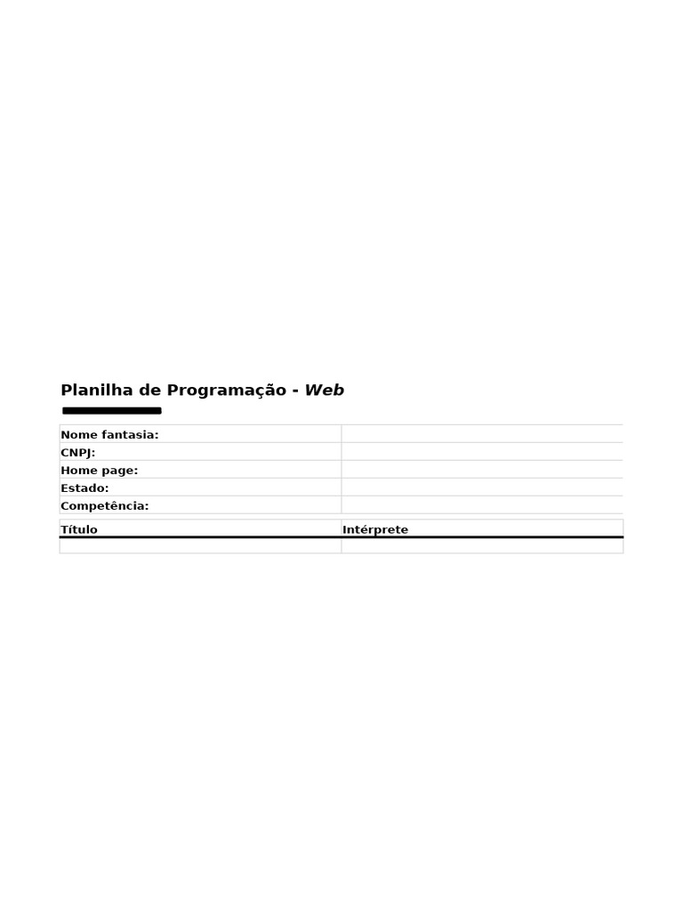 Dist033 Planilha de Programacao Web | PDF