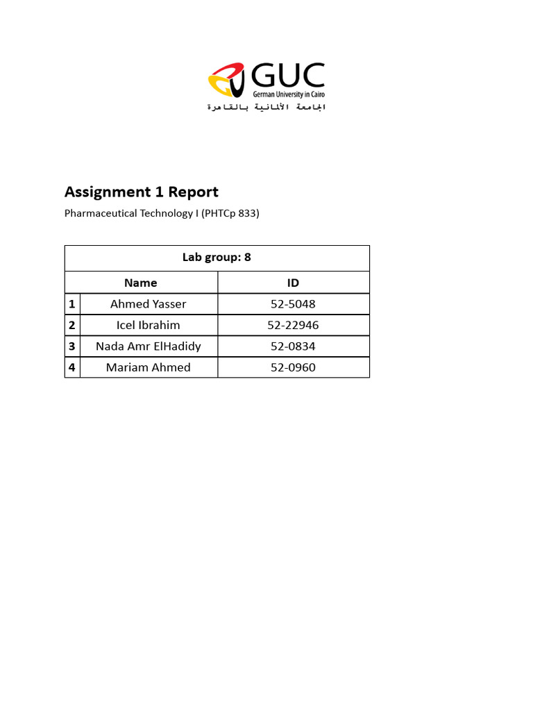 Assignment 1 Report | PDF | Tablet (Pharmacy) | Medicine