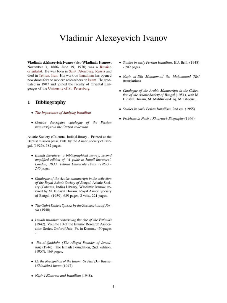 Vladimir Alexeyevich Ivanov | PDF | Isma'ilism