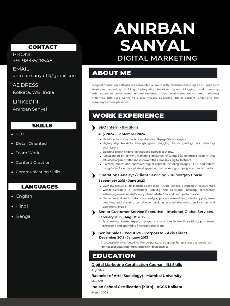 Anirban’s resume | PDF | Search Engine Optimization | Digital Marketing