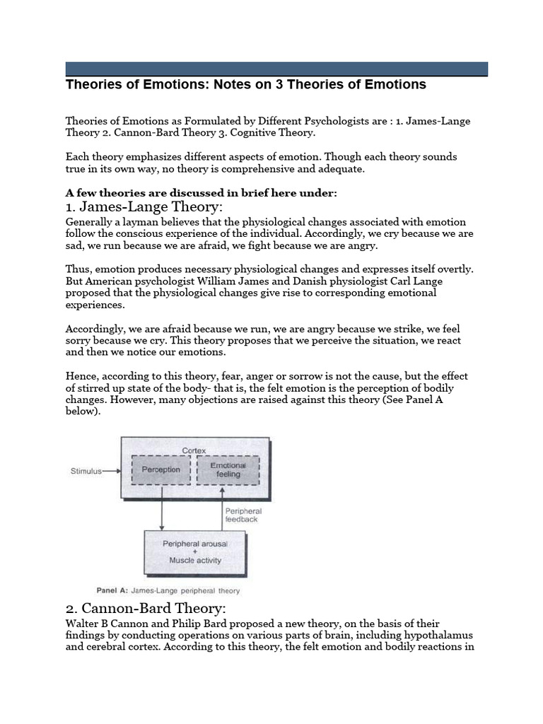 Theories of Emotion | PDF | Emotions | Psychology