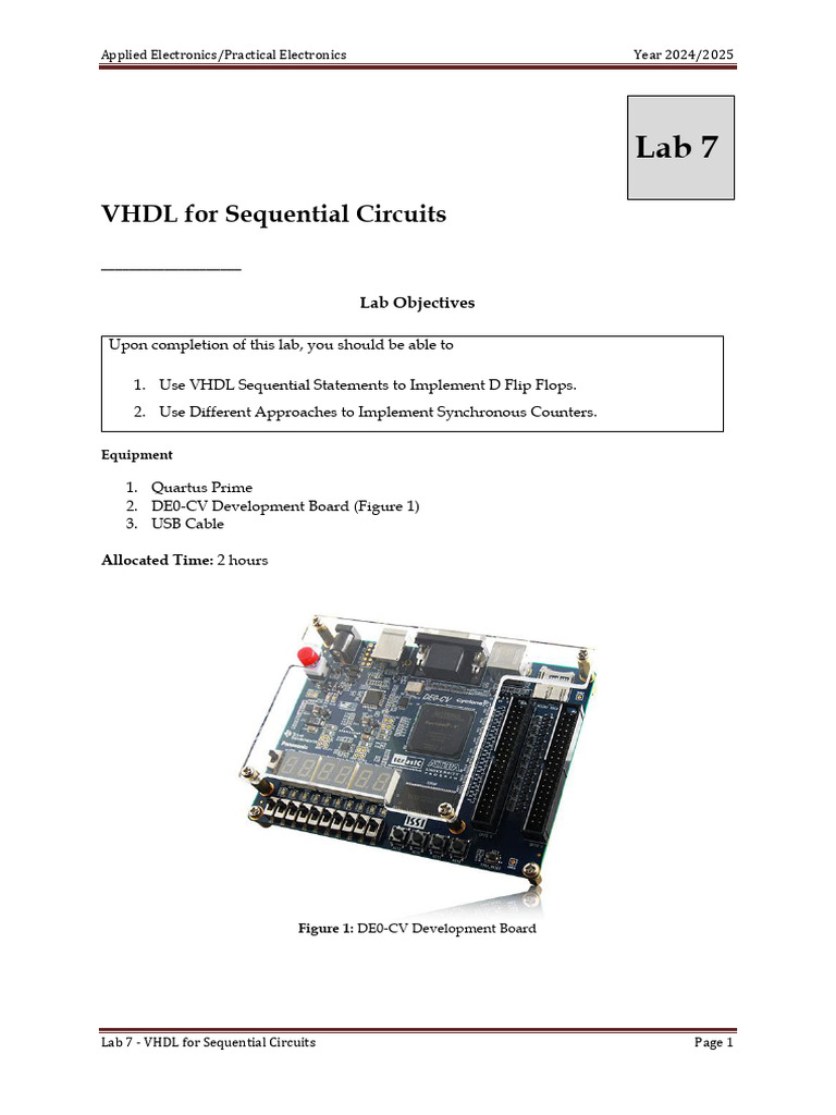 Lab 7 - VHDL for Sequential Circuits | PDF | Vhdl | Computer Engineering
