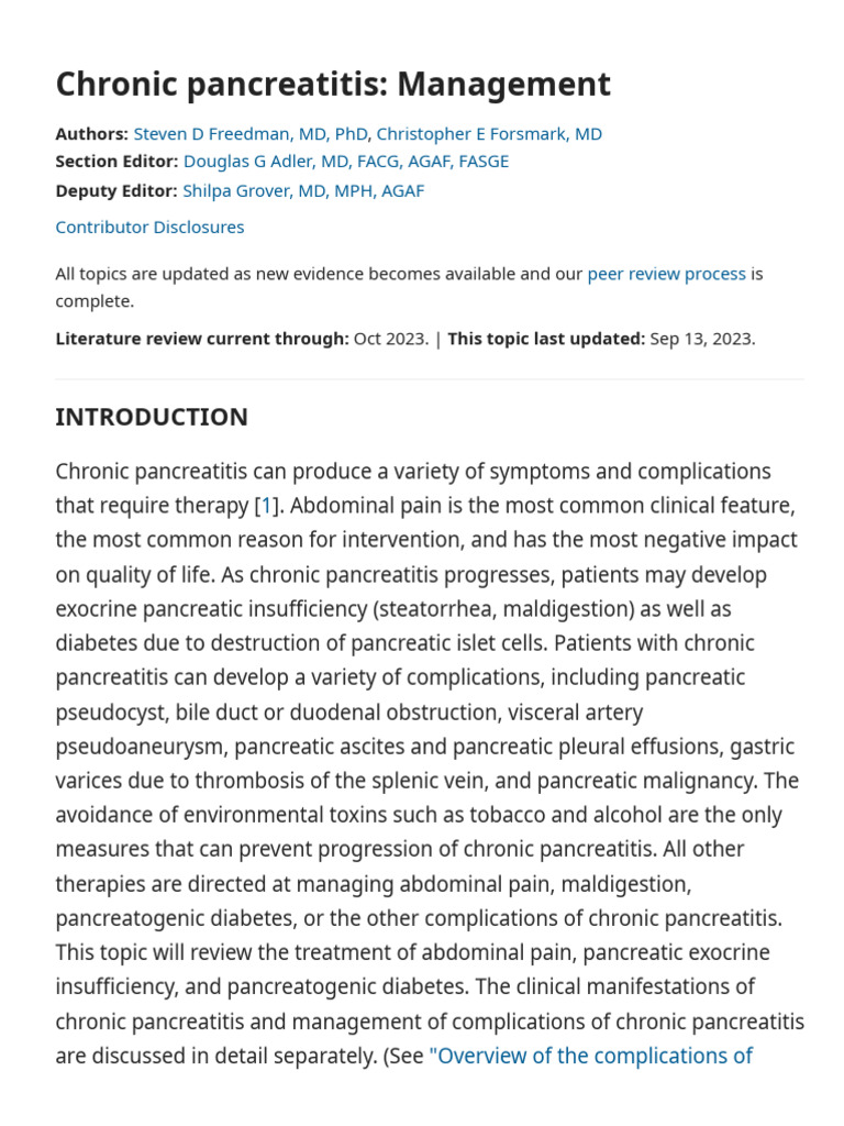 Chronic Pancreatitis | PDF | Analgesic | Pancreas