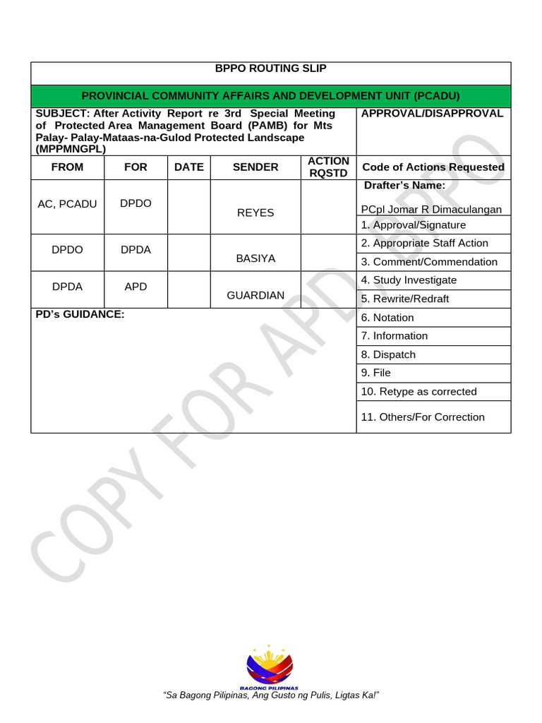 Bppo Routing Slip (1) | PDF | Philippines