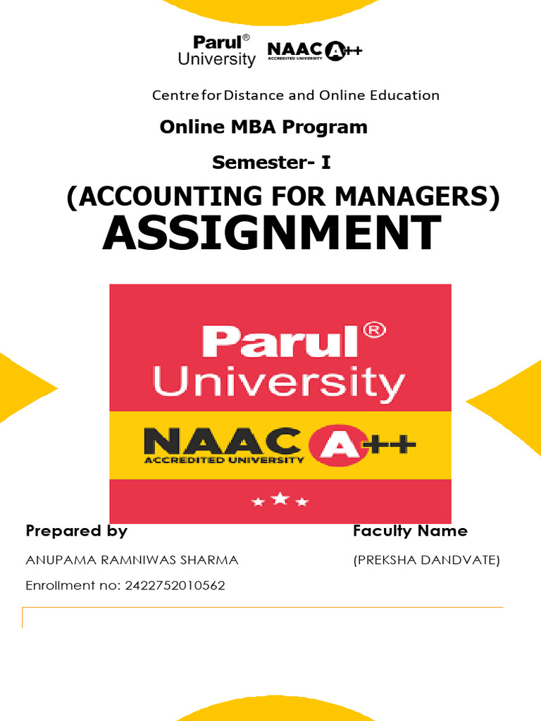 Assignment: (Accounting For Managers) | PDF | Dividend | Expense