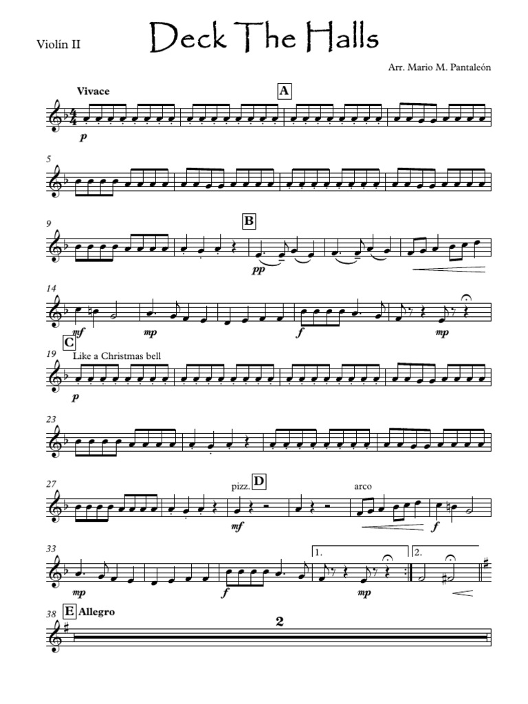 DECK THE HALLS - Violín II | PDF