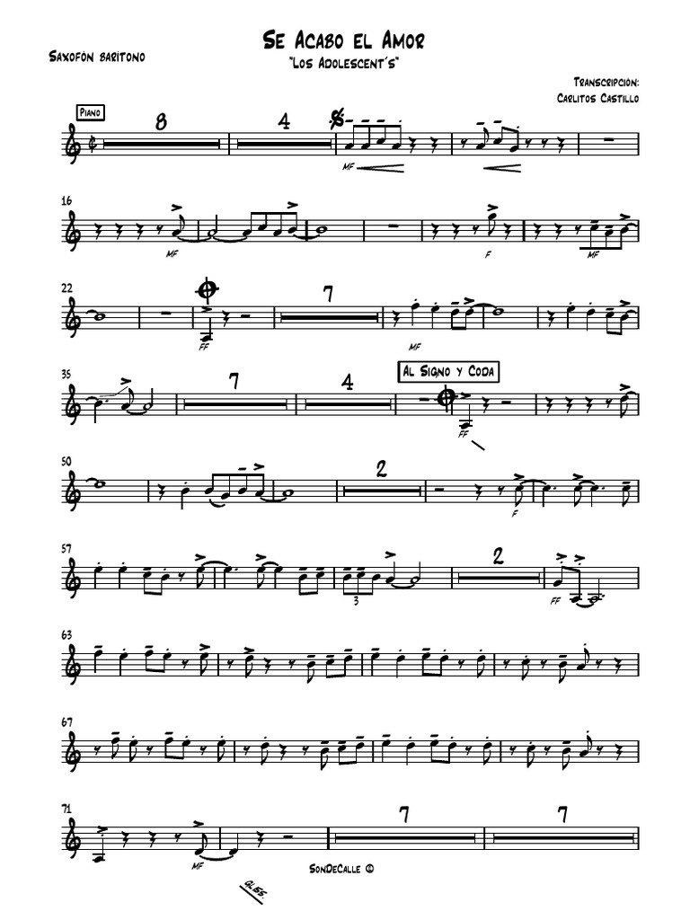 Se Acabo El Amor - Saxofón Barítono 2 | PDF