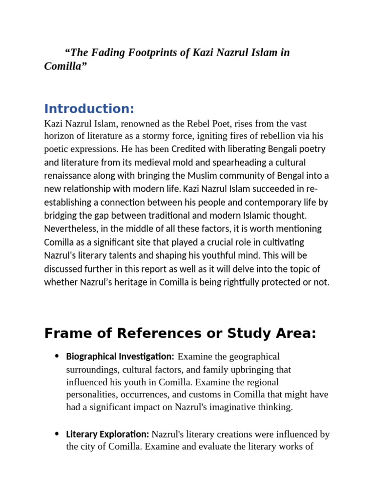The Fading Footprints of Kazi Nazrul Islam in Comilla | PDF