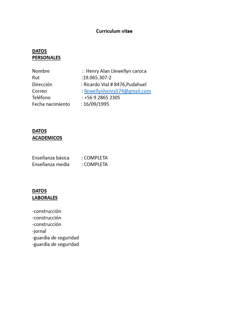 Curriculum Vitae Henry | PDF