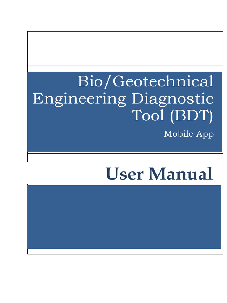 Bio-Geotechnical Engineering Diagnostic Tool (BDT)- User Manual | PDF ...