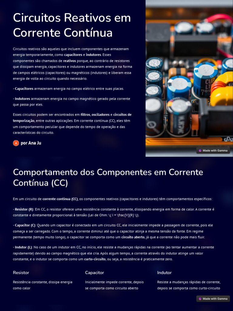 Circuitos Reativos em Corrente Contínua | PDF | Rede elétrica | Indutor