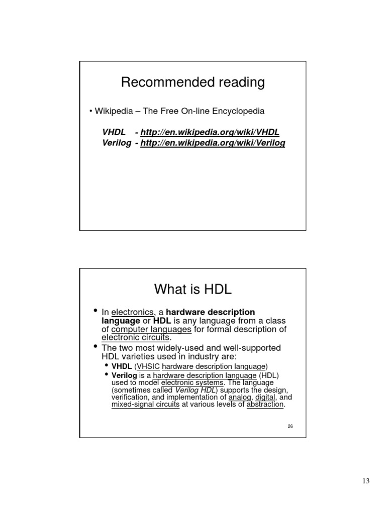Introduction To Verilog | PDF | Hardware Description Language | Vhdl