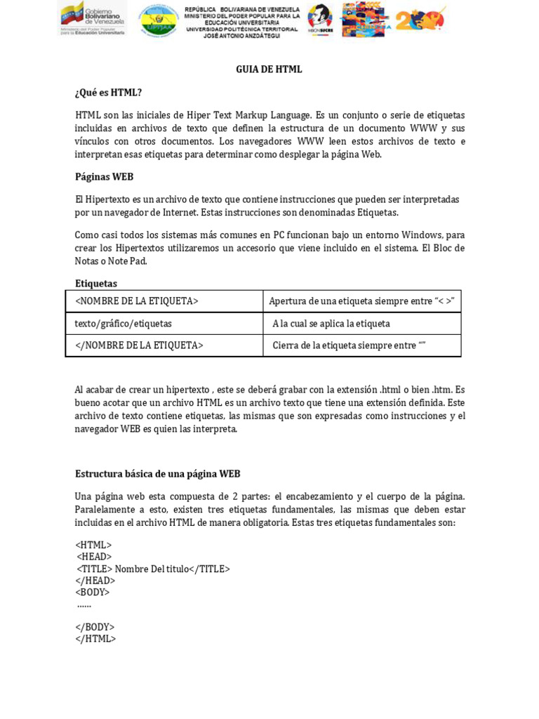 Guia de HTML | PDF | HTML | Red mundial