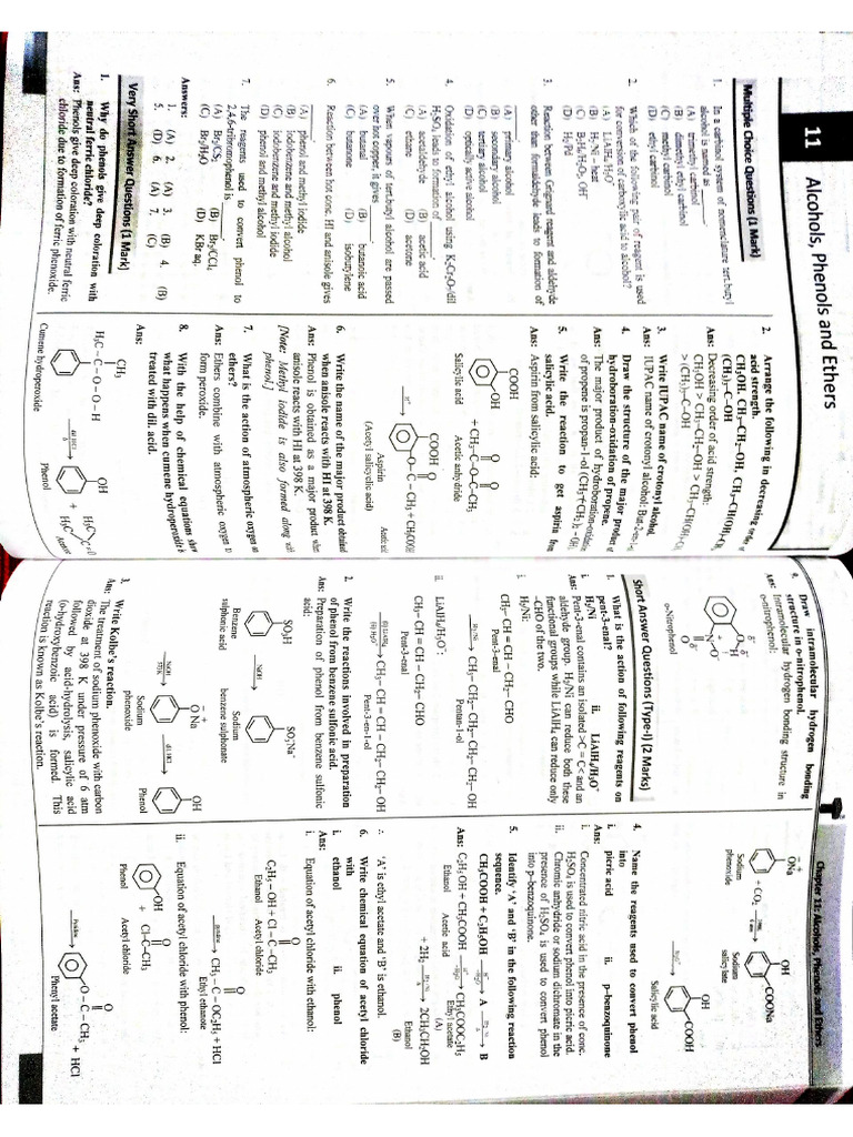Chem 12th Que Bank With Soln CHP 11alcohols, Phenol & Ether | PDF