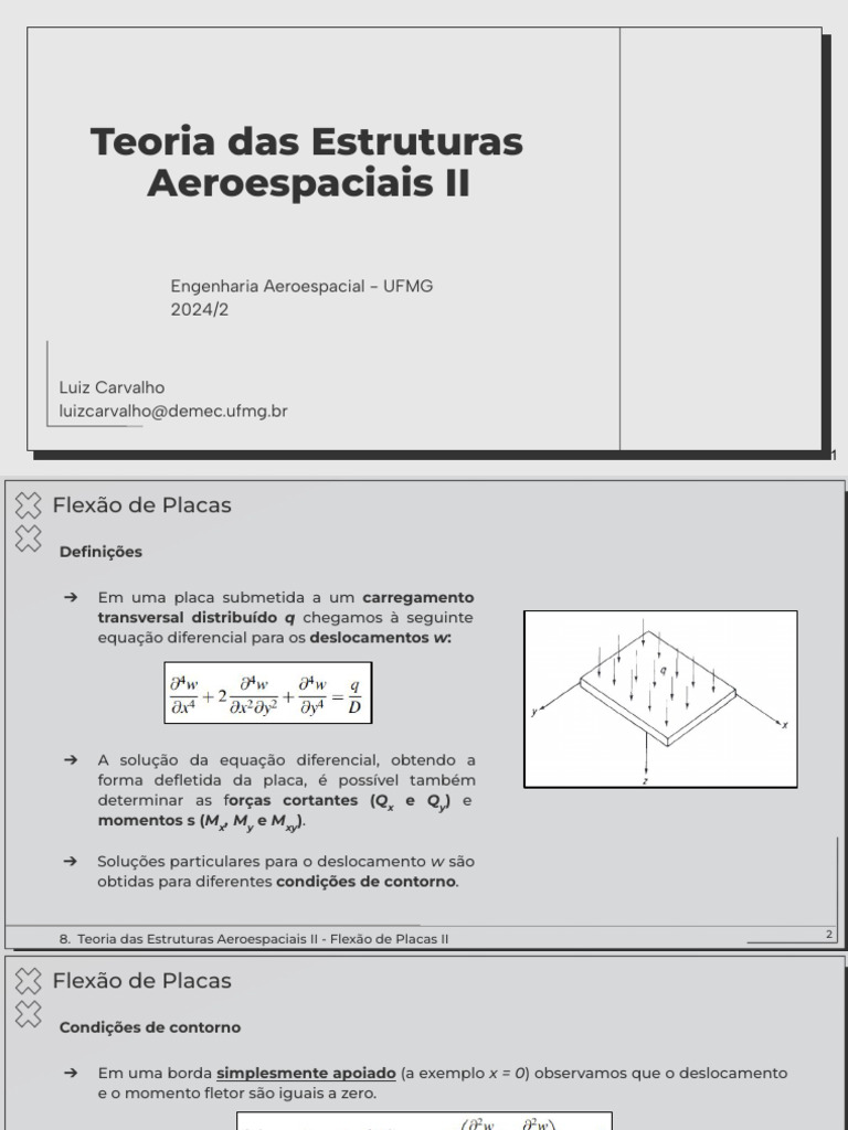 Teoria Das Estruturas Aeroespaciais II - Flexão de Placas II | PDF | Flexão (Física ...
