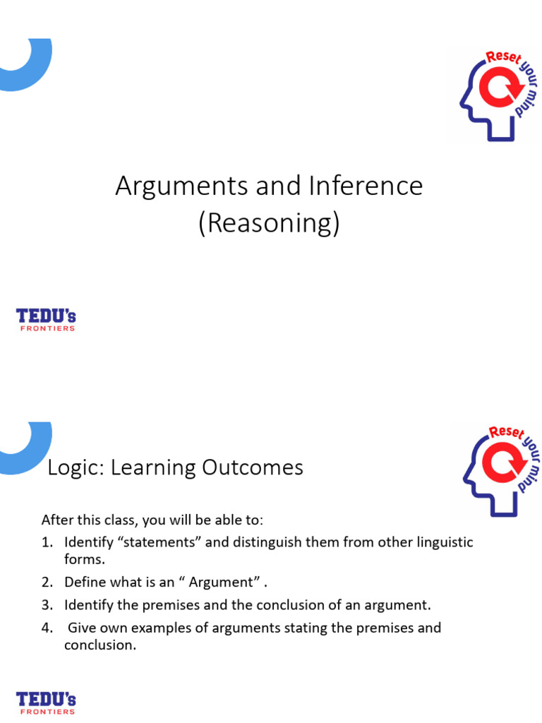 Lecture 1, Arguments and Inference, Deductive Arguments | PDF | Deductive Reasoning | Argument