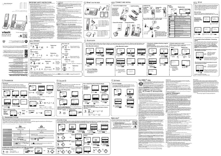 VTech Quick Start Guide | PDF | Telephone | Electronics