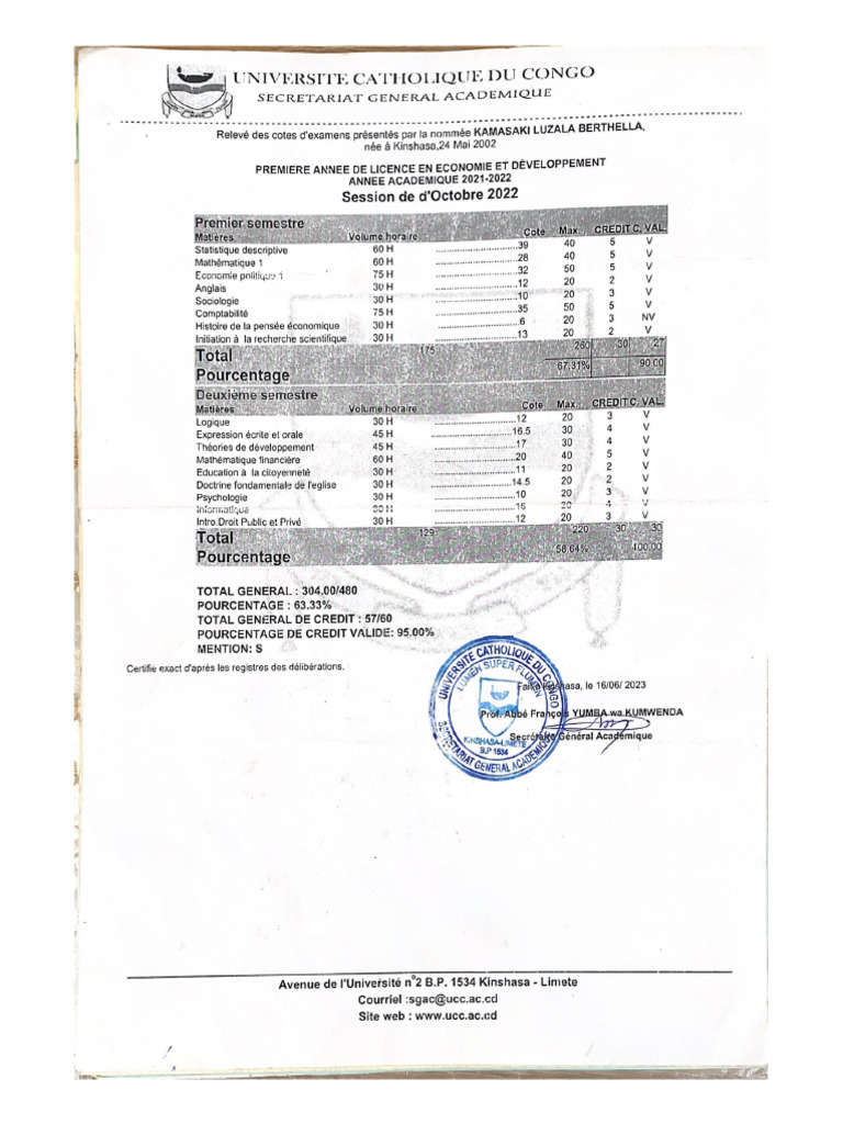 SECRETARIAT GENERAL ACADEMIQUE | PDF