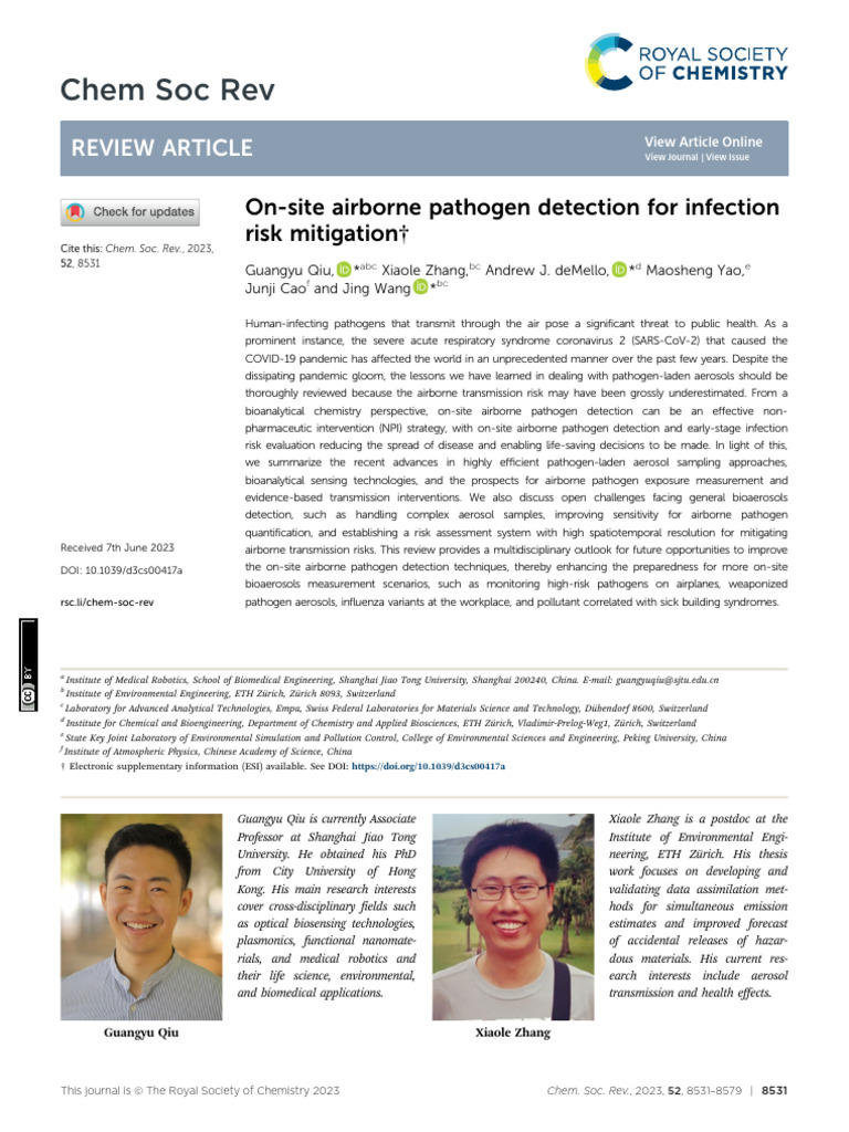 On-Site Airborne Pathogen Detection For Infection PDF | PDF | Infection ...