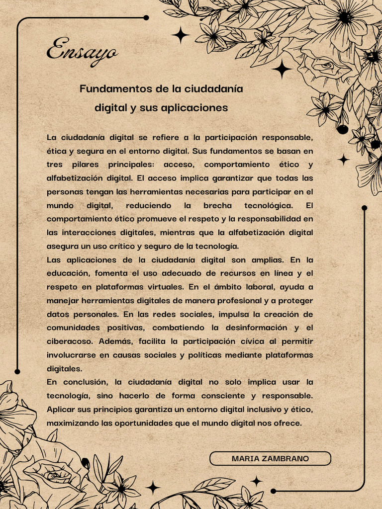 Ensayo: Fundamentos de La Ciudadanía Digital y Sus Aplicaciones | PDF