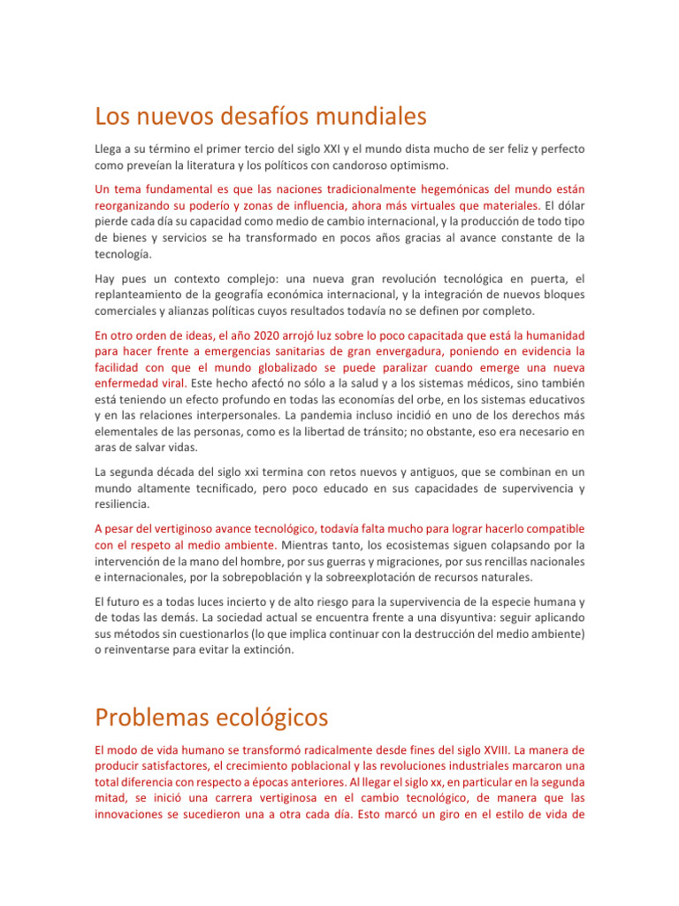 S3 - Los Nuevos Desafíos Mundiales | PDF | Entorno natural | Contaminación