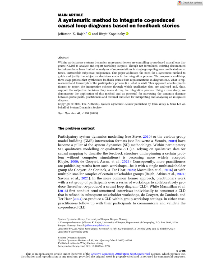 System Dynamics Review - 2024 - Rajah - A Systematic Method To ...