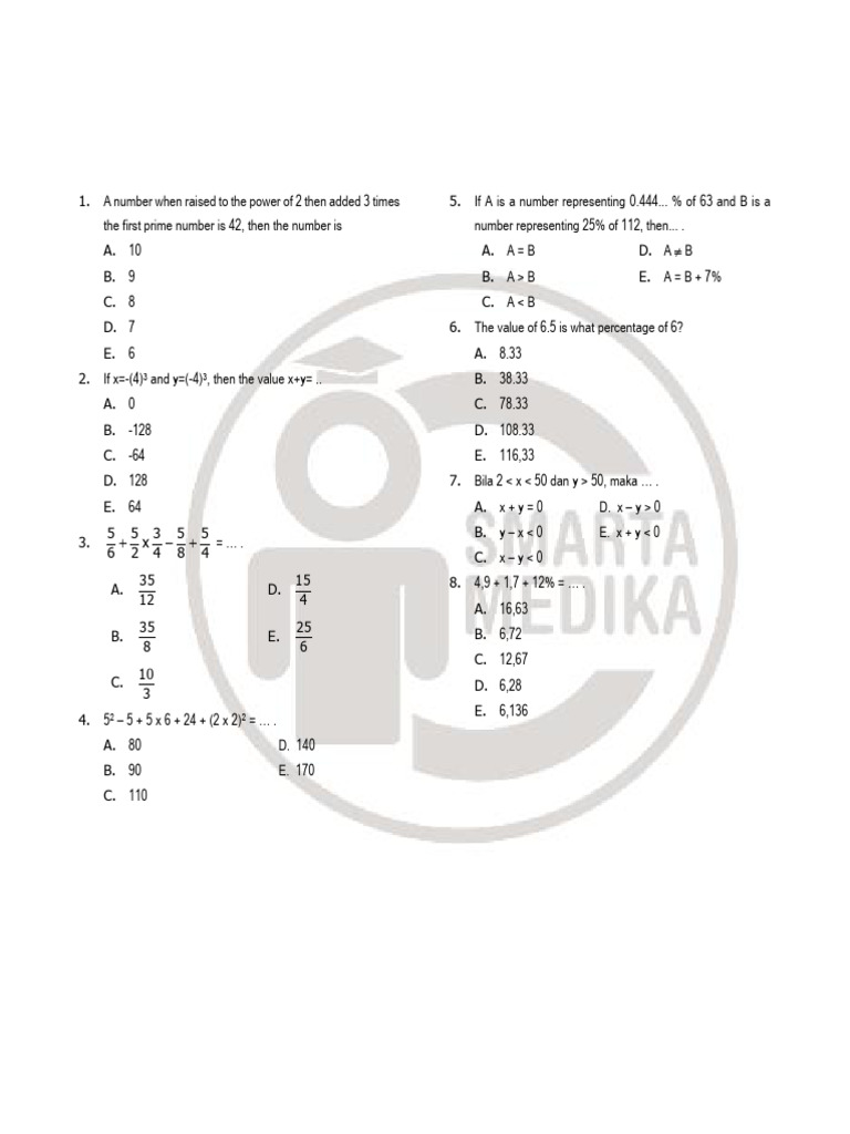Post Test 1 Mat Iup (Bilangan) | PDF
