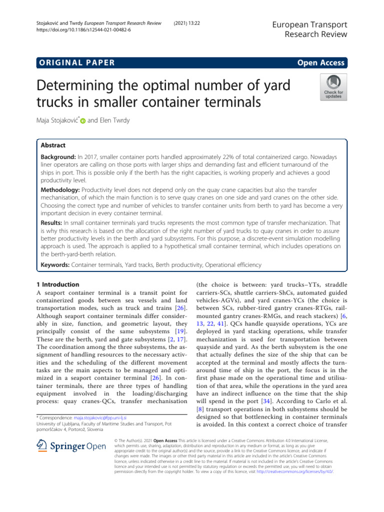Determining The Optimal Number of Yard Trucks in Smaller Container ...
