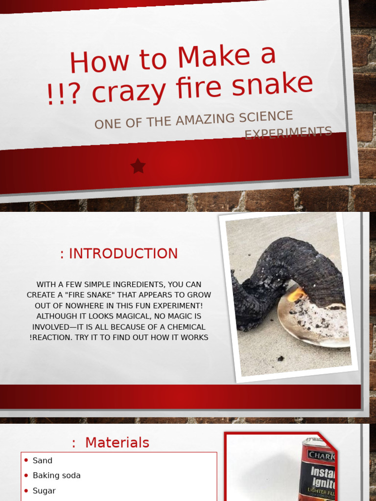 Create a Fire Snake Science Experiment | PDF | Carbon Dioxide | Sodium Carbonate