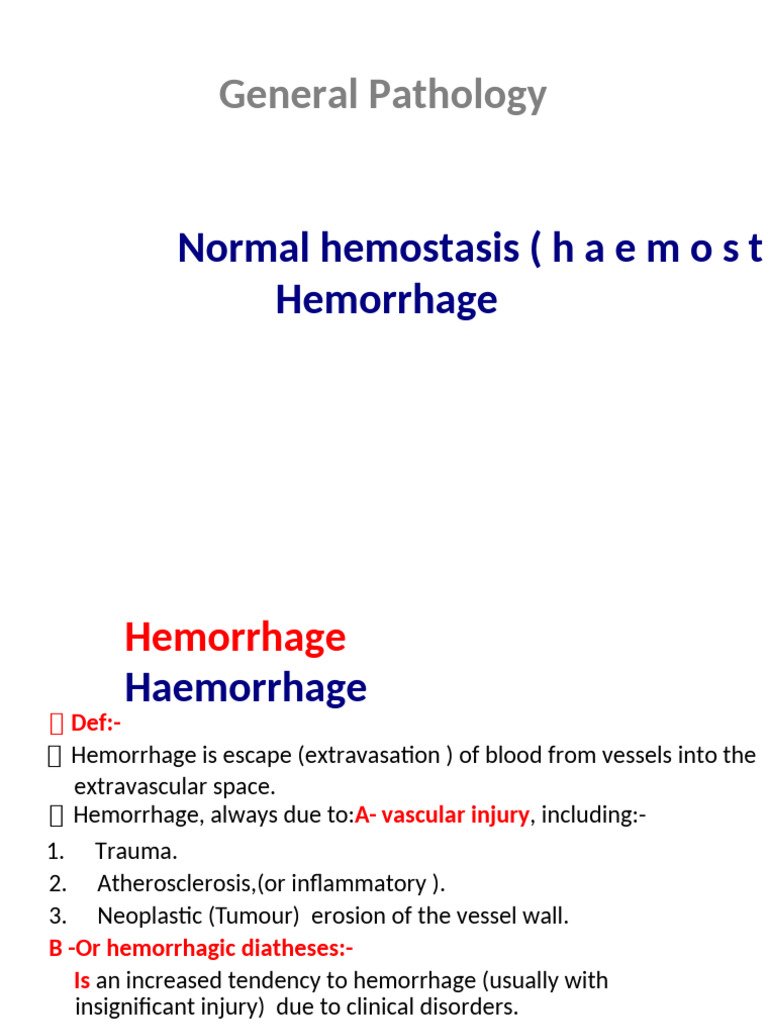 Understanding Hemorrhage and Hemostasis | PDF | Coagulation | Platelet