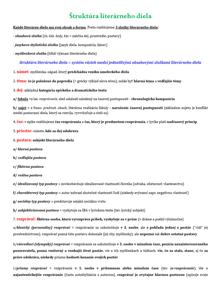 Štruktúra Literárneho Diela | PDF
