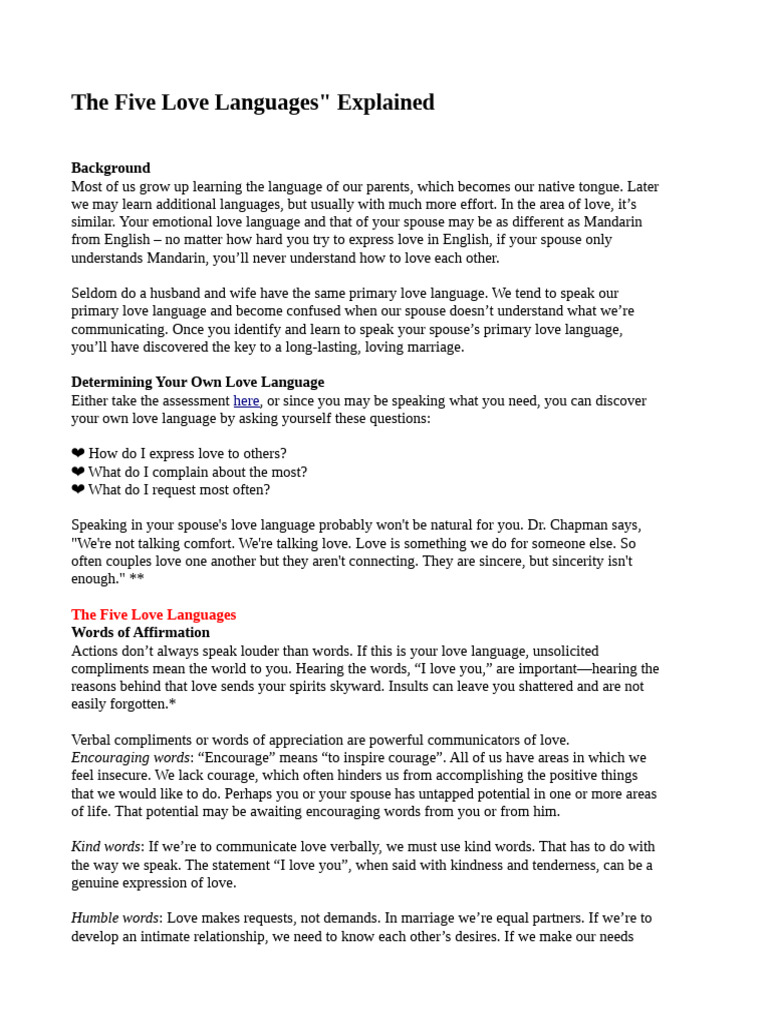 5 Love Languages Explained | PDF | Love | Gift