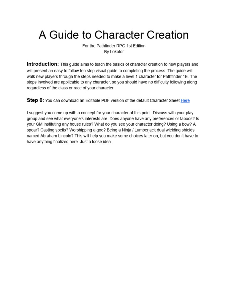 A Guide To Character Creation | PDF | Tabletop Games | Fantasy Role Playing Games