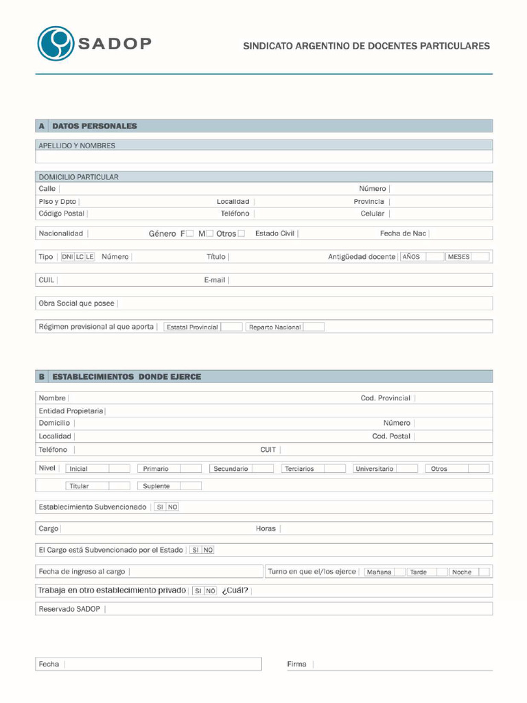 Ficha de Afiliacion Mayo 2022 | PDF