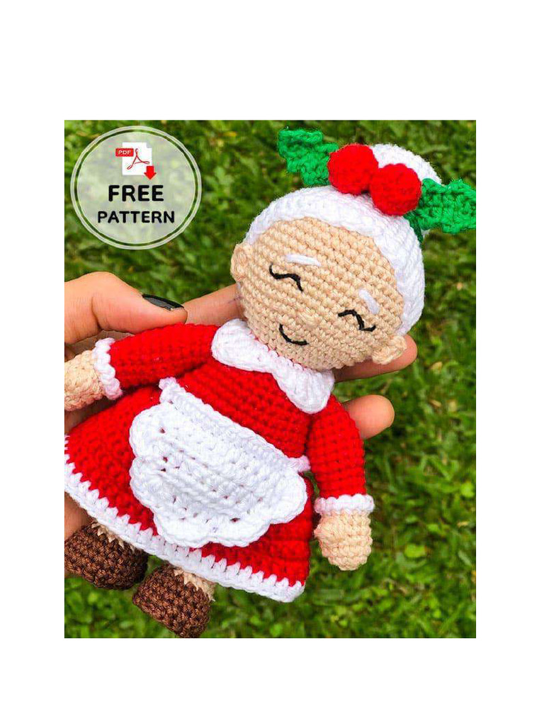 Happy Mrs. Claus Crochet Amigurumi Doll Free Pattern | PDF | Crochet ...
