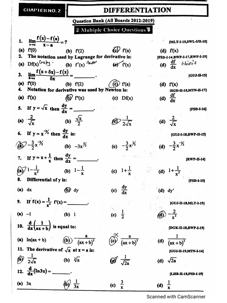 12 Maths M.C.Qs PDF | PDF
