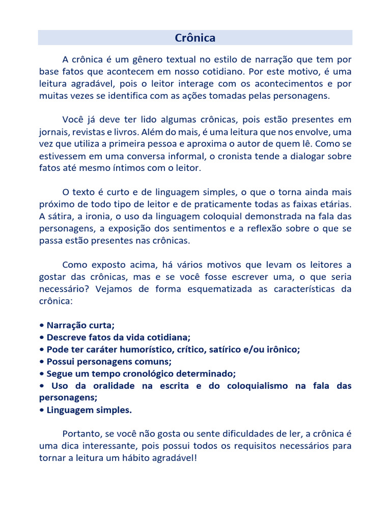 Atividade Crônica | PDF