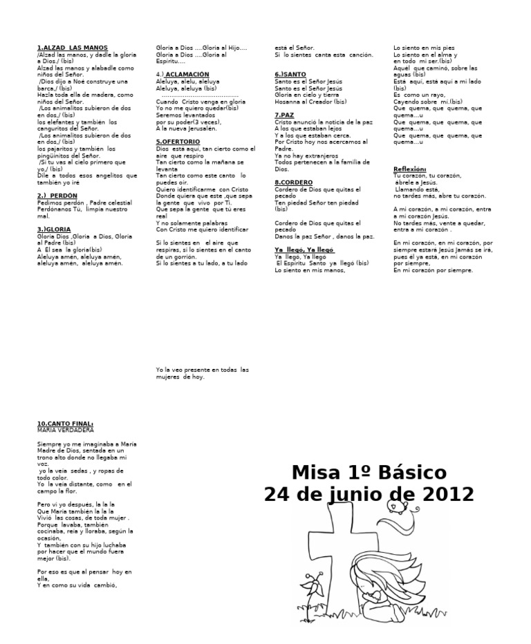 Cancionero Misa 1º B - 2012 | PDF | Cristo (título) | Creencia religiosa y doctrina